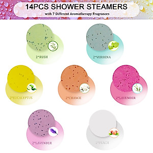 PickMora 14PCS Shower Steamers Aromatherapy with 7 Scents, Shower Bombs with Essential Oils for Relaxation, Body Restore Shower Tablets Gift Sets for Women and Men in Mother's Day, Anniversaries