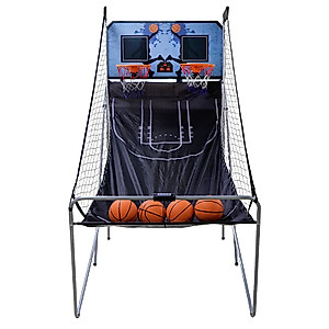 Foldable Indoor Basketball Arcade Game Double Shot 2 Player W/ 4 Balls, Electronic Scoreboard and Inflation Pump