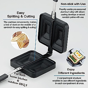 Panini Press Sandwich Maker [ Made in Japan ] Unique Design Breakfast Sandwich Maker Toaster for Kitchen and Camping [ Tostadora De Pan Sandwichera ]