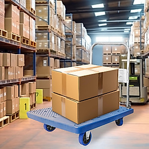 LCyindu 1320LBS Push Cart Dolly,Foldable Platform Truck Dolly with 360° Swivel Wheels, Space-Saving Design, Heavy Duty Hand Flatbed Cart Moving Cart for Loading,Groceries, Garage, Warehouse