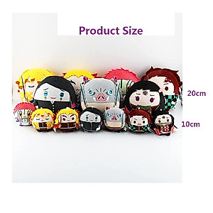 ZIFUNMUR Anime Plush Doll Toy Tanjirou Nezuko Stuffed Plushie Figures Keychain Decoration Kids Gifts Halloween Cosplay Props (Hashibira Inosuke, 10cm /3.94inch)