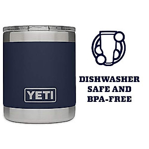YETI Rambler 10 oz Lowball, Vacuum Insulated, Stainless Steel with MagSlider Lid, Navy