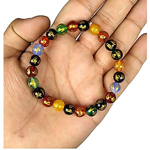 DHYANARSH Om Mani Padme Hum Engraved Multicolor Stone Crystal Bracelet - Natural Healing Stones for Reiki, Tarot & Feng Shui