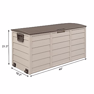 75 Gallon Large Deck Box,Outdoor Resin Storage Boxes,260L Garden Plastic Storage Bin,Lockable & Waterproof Container Bins for Patio Furniture,Cushions,Pool Float,Garden Tools,Doubles as Extra Seating