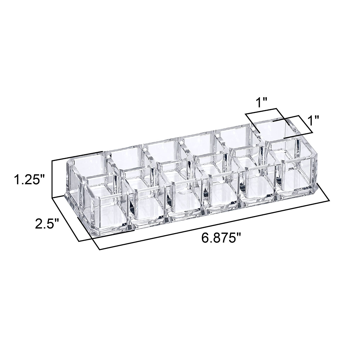 Amazing Abby - Charm - 12-Slot Acrylic Lipstick Organizer, Lipstick Holder, Lip Gloss Organizer, Cosmetic Storage Display, Perfect Storage Solution for Drawer, Vanity, Bathroom, and More