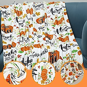 Fall Home Decor Throw Blanket Thanksgiving Soft Fall Blanket Polyester Fiber Cozy Fuzzy Autumn Throw Blanket for Couch Bed Sofa Thanksgiving Decor, 60 x 50 Inch(Pumpkins)