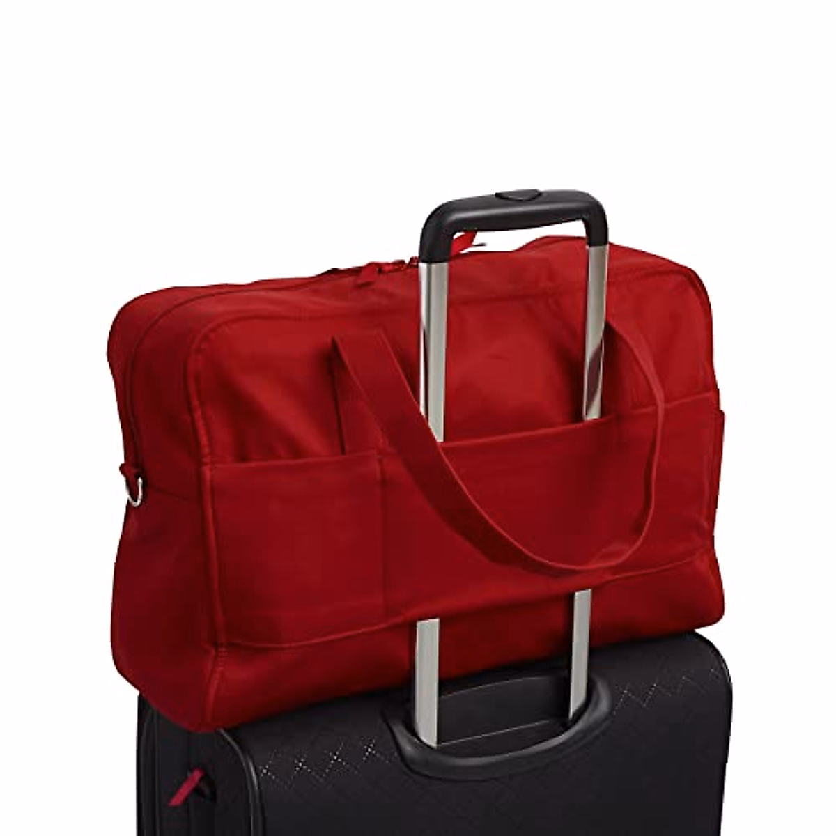 Vera Bradley Women's Cotton Weekender Travel Bag, Cardinal Red - Recycled Cotton, One Size