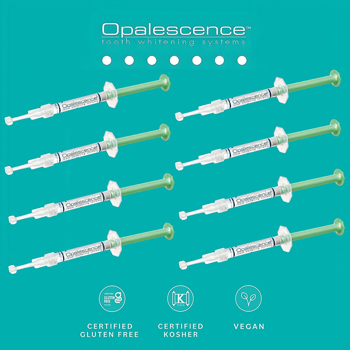 Opalescence 35% Gel Syringes Teeth Whitening - Refill Kit (4 Packs / 8 Count) Carbamide Peroxide. Made by Ultradent, in Cool Mint Flavor. Tooth Whitening Refill Syringes 5197-4
