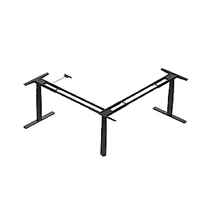 Monoprice Triple Motor Height Adjustable Sit-Stand Corner Desk Frame - Black | 3 Leg Corner, L Shaped Table Base, Programmable Memory Settings - Workstream Collection