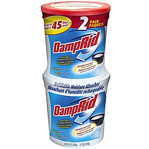 Damprid FG60 Refillable Moisture Absorber, 10.5 oz Twin Pack, White to Off-White, Solid