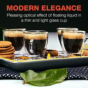 Eparé Bundle: 6oz Turkish Tea Cups & 2oz Espresso Glasses - Double Walled Glass & Mini Mug Shots Demitasse Cups