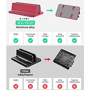 Elevate Your Workspace with Vertical Laptop Stand Holder - Adjustable Dock Size Fits All MacBook,Surface,Chromebook and Gaming Laptops (Up to 17.3 inches)-Space-Saving Design in Sleek Red Aluminum