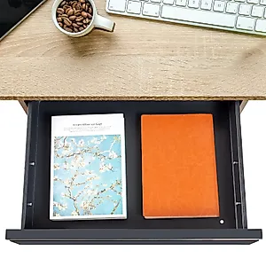 OSteed Under Desk Drawer 18", Pull-out Storage Organizer with Tall Brackets Mounted Under Wooden Table with a Max 2" Crossbar, Black_Tall Version