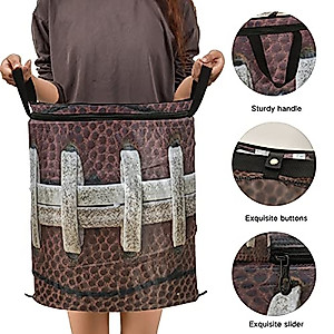 DOMIKING American Football Popup Laundry Hamper with Handles Collapsible Laundry Basket Portable Laundry Bin for Kids Rooms College Dorm Camping