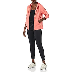 Amazon Essentials Women's French Terry Fleece Full-Zip Hoodie (Available in Plus Size), Coral Pink, Medium