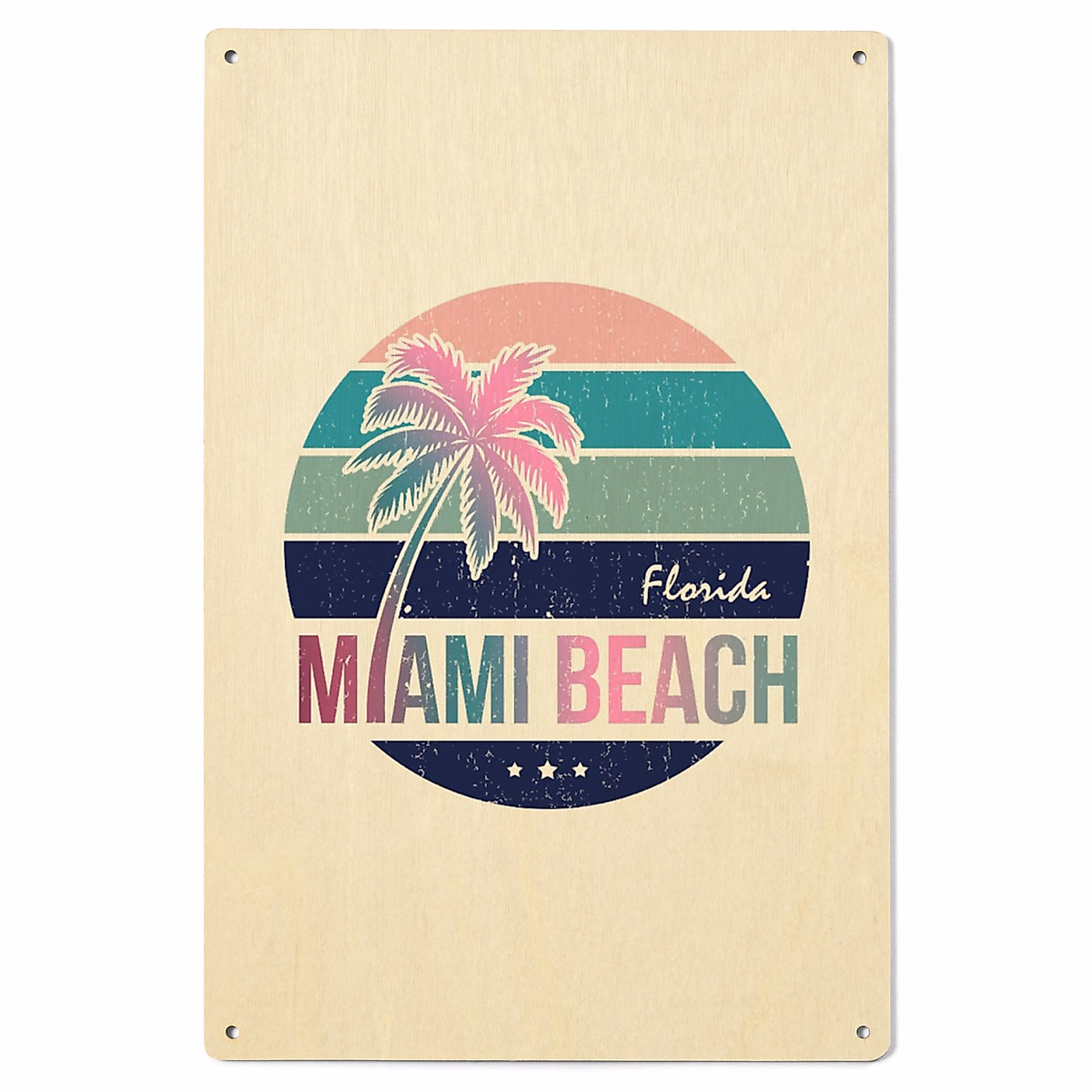 Lantern Press 6x9 Inch Wood Sign, Ready to Hang Wall Decor, Miami, Florida, Beach,