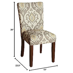 HomePop Parsons Classic Upholstered Accent Dining Chair, Set of 2, Taupe and Cream Medallion