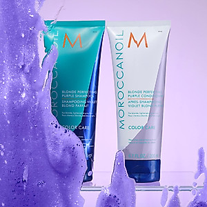 Moroccanoil Blonde Perfecting Purple Shampoo And Conditioner Bundle, 2.4 Fl. Oz. Set