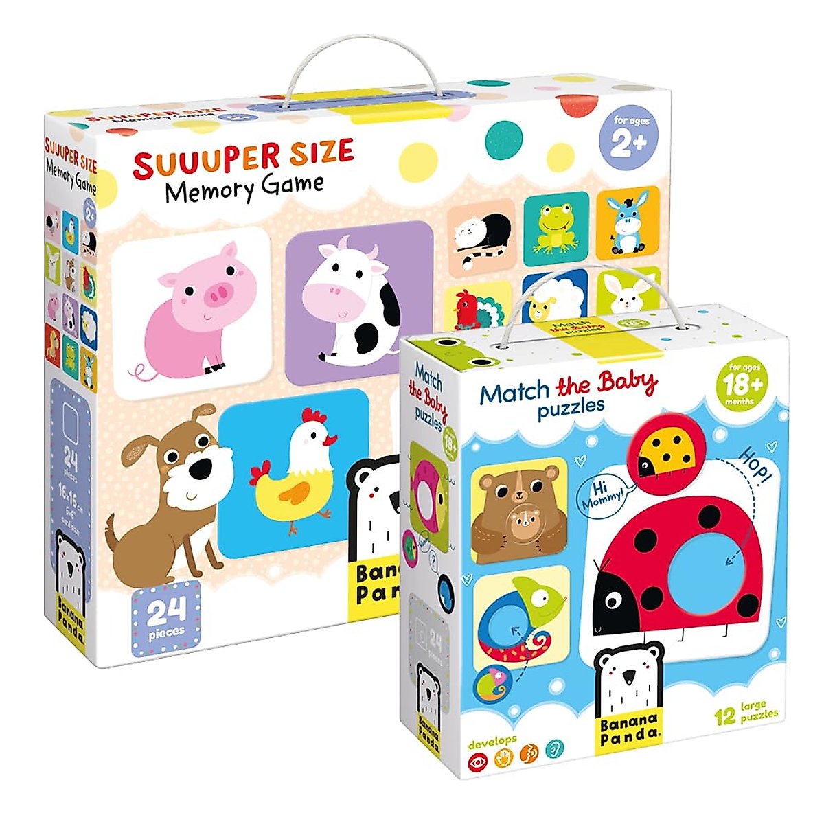 Banana Panda Memory Game and Matching Puzzle Bundle for Toddlers