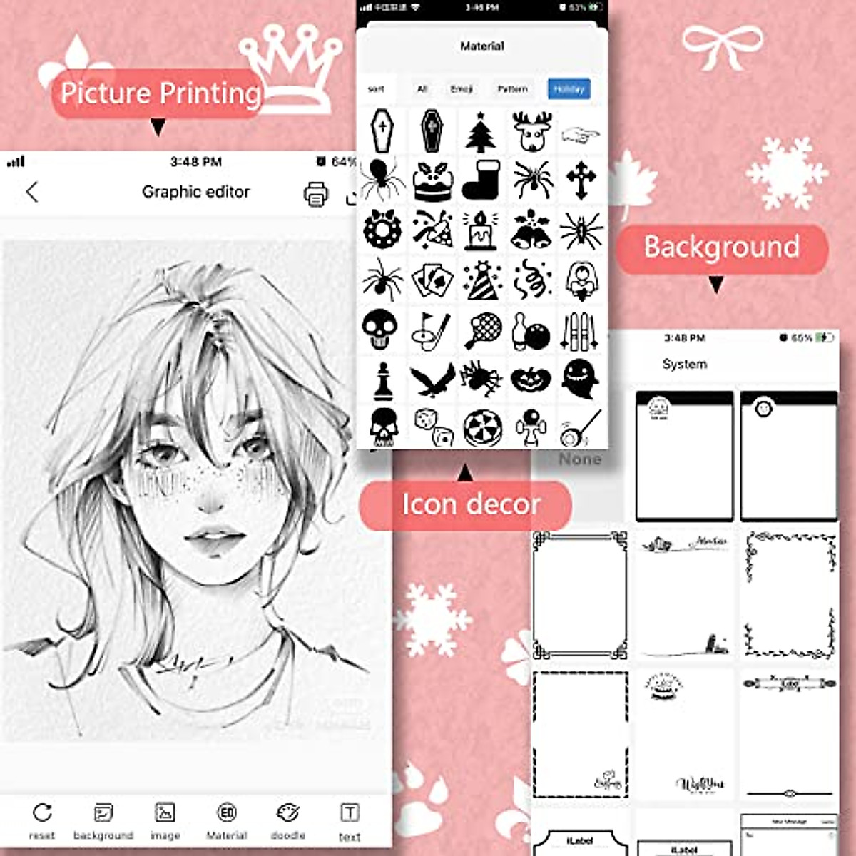 LetSketch Mini Sticker Maker, Thermal Picture Inkless Printer, Sticker Printer, Wireless Bluetooth Receipt Printer, 300DPI for Journal Book/Note/Label/Photo(7 Rolls Thermal Paper)