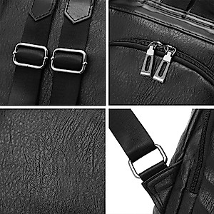 YOUNNE Women Backpack Purses PU Leather Anti-theft Rucksack Waterproof Daypack Casual Shoulder Satchel Bag (Black)