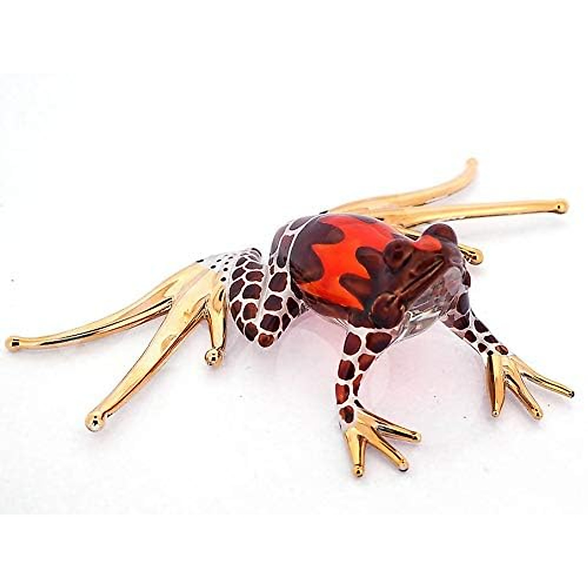ZOOCRAFT Blown Glass Frog Figurine Brown Dart Hand Painted Animals Collection Miniature Home Garden Decor