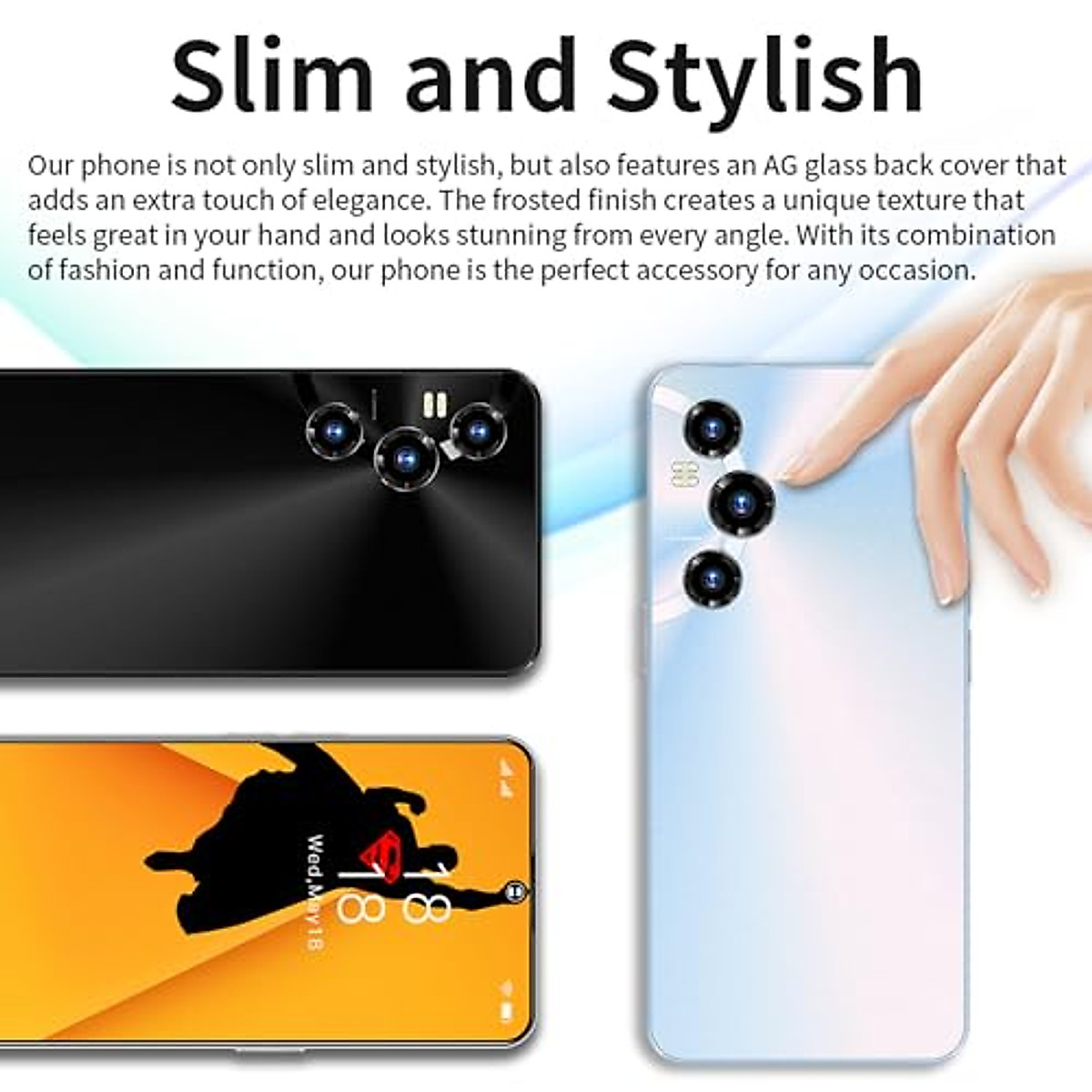 RAYPUR Cell Phone S30 Ultra 7.0HD Android13 5G Phone 8GB 256GB Smartphone 6800mAh 108MP Face Unlock NFC Snapdragon 8 Gen2 Mobile Phones,White-256GB