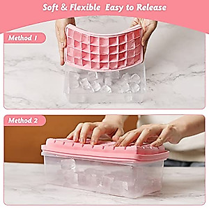 Food-grade Silicone Ice Cube Tray with Lid and Storage Bin for Freezer, Easy-Release 36 Small Nugget Ice Tray with Spill-Resistant Cover&Bucket, Flexible Ice Cube Molds with Ice Container, Scoop Cover