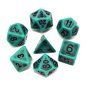 DND Dice Set Ancient RPG Dice for Dungeons and Dragons(D&D) Pathfinder MTG Tabletop Role Playing Game Polyhedral 7-Die Dice Group (Green)