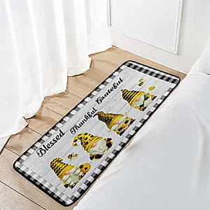 ZOEO Gnomes Kitchen Rugs Farmhousee Spring Bee Bedroom Mat Memory Foam Decorative Shower Runner Absorbent Non Slip for Home Hotel Door Soft Washable 39 x 20 Inch