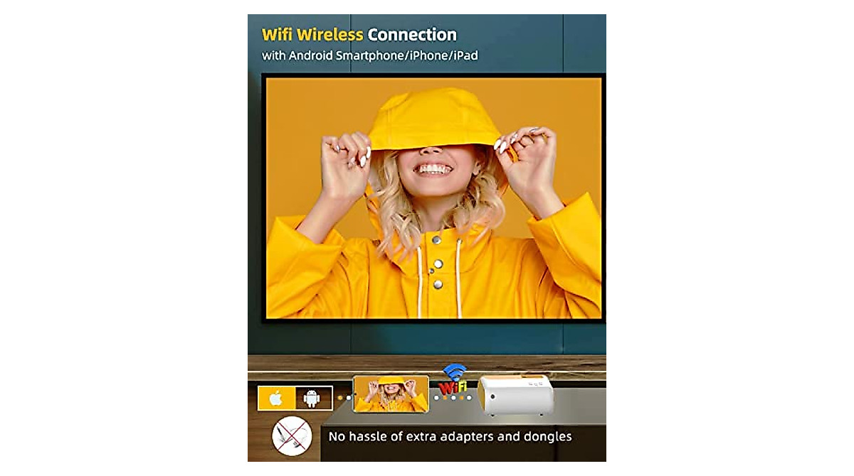 Portable Mini WiFi Projector & 100" Screen for Movies