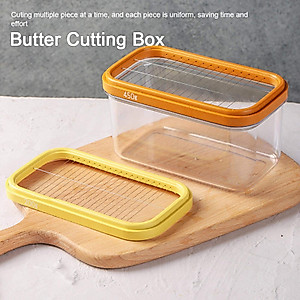 Butter Cutting Box, Butter Block Dish with Lid and Butter Cutter Net Rectangular Storage Box Kitchen Tool, 6.6 X 3.7 X 3.7in