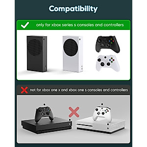 MENEEA Cooling Stand & Charging Station for Xbox Series S with 15 RGB LED Light Modes - Dual Controller Charger & Cooler Fan for Xbox Series S Accessories with 2*1400mAH Batteries and Headphone Hook