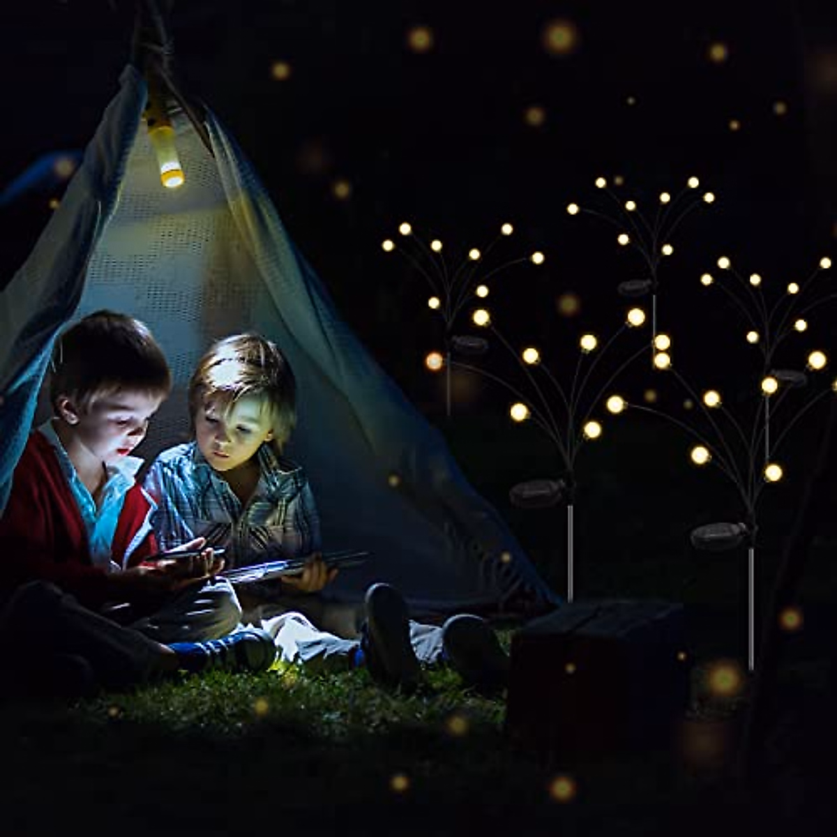 DLAOUM Solar Powered Firefly Lights - Solar Lights Outdoor Waterproof 8LED Starburst Swaying Garden Lights for Yard Path Landscape Decorations