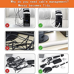 140pcs Cable Management Organizer Kit with Cable Sleeve Split,Self Adhesive Cable Clip Holder and tie, Self-Locking Cable Ties Premium Cord Management Kits for TV Computer Office Home (White)
