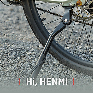 HENMI Bike Kickstand for Adult Bikes, Adjustable Bicycle Kickstand for Most 24"-29", 4 Holes, Non-Slip Sole, Aluminum Alloy Material, Kickstand for Mountain Bike/Trek Bike