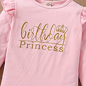 Toddler Kids Baby Birthday Girl Shirt Girls Birthday tee Outfit Toddler Baby 2nd 3rd 4th 5th 6th 7th Princess Vest Long Sleeve T-Shirts Top