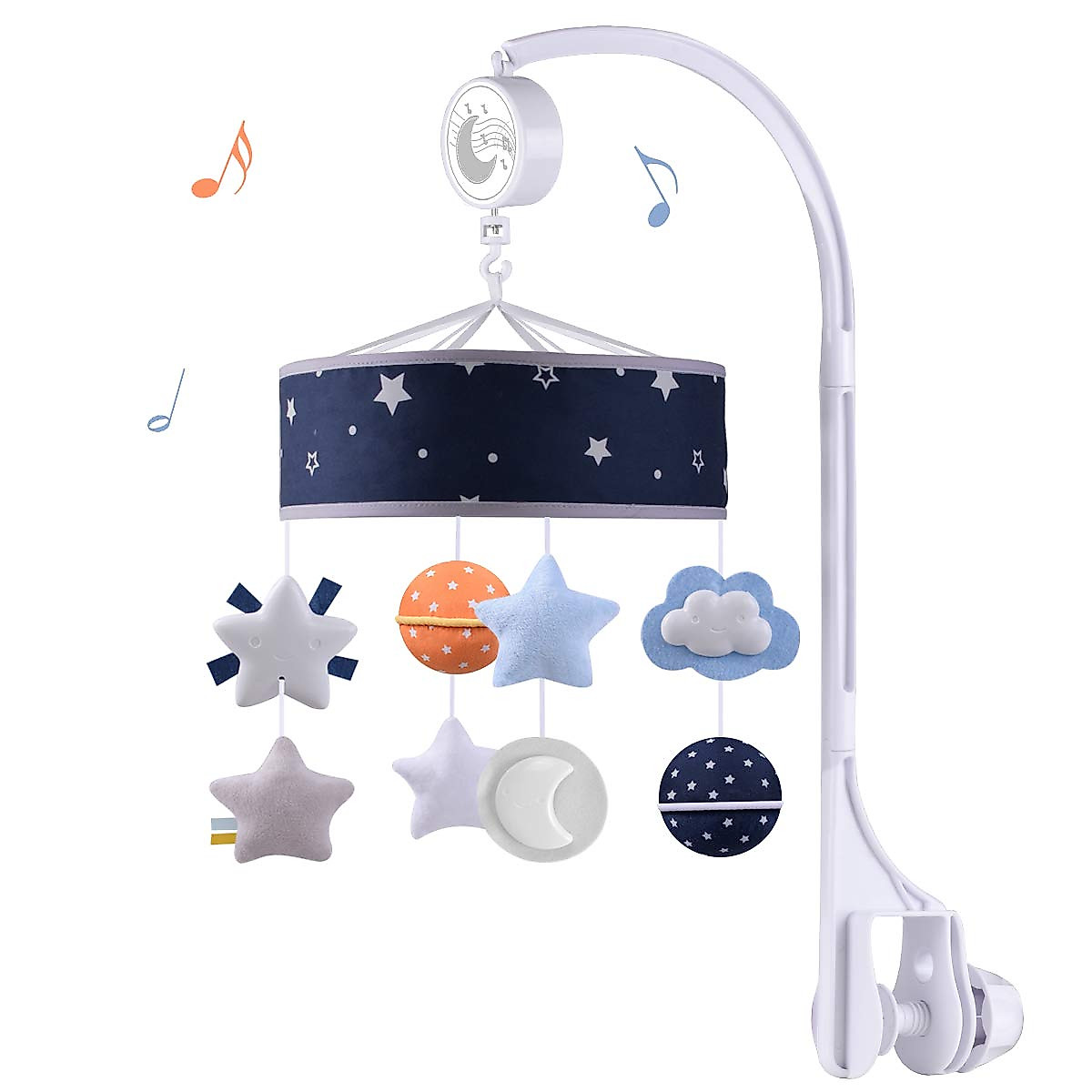 Baby Musical Crib Mobile with 360°Rotation,Hanging Space Theme Nursery Bed Decoration,Gift Toy for Newborn