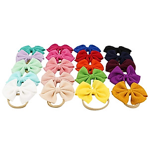 MEEDEE 20 Pack Nylon Headbands: Newborn Bows, Large Baby Bows, Photography Hair Accessories for Infants and Little Girls