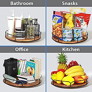 Acacia Wood Lazy Susan,9”Lazy Susan Organizer for Table-Solid Wooden Lazy Susan Organizer for Cabinet-Kitchen Turntable Storage Food Bins Container for Pantry, Counter top (9 inch)