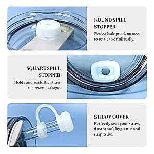 EXQUILEG 9Pcs Silicone Spill Proof Stopper, Compatible for 30 & 40 OZ Stanley Cup, Stanley Cup Accessories with 3 Straw Cover Sets, 3 Round Leak Stoppers and 3 Square Spill Stoppers