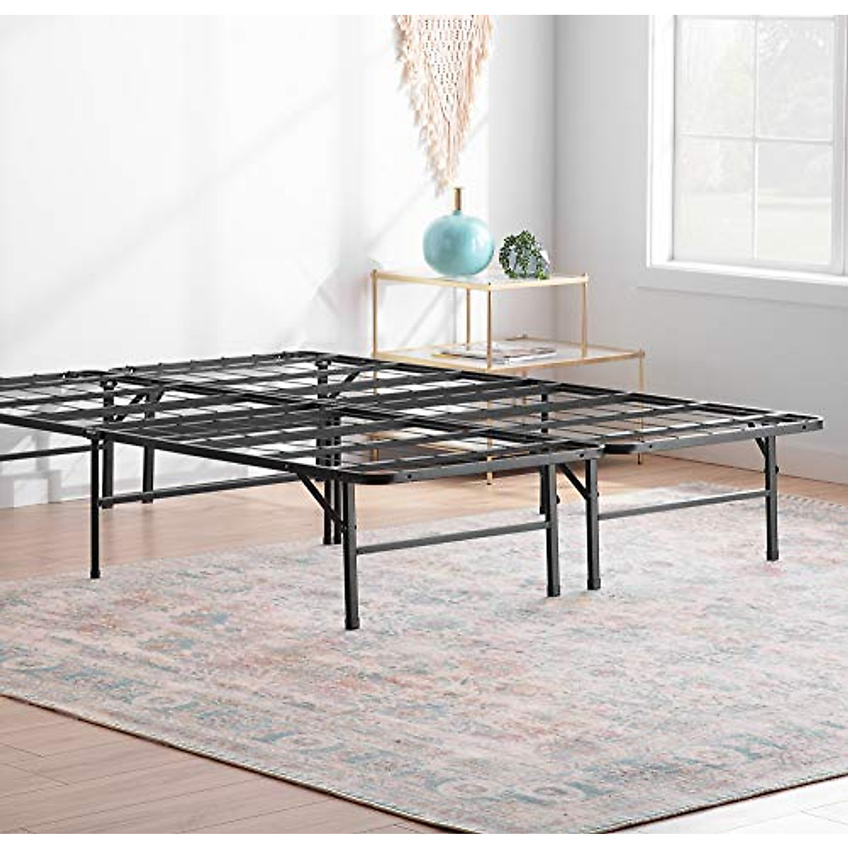 Linenspa 14 Inch Folding Metal Platform Bed Frame - 13 Inches of Clearance - Tons of Under Bed Storage - Heavy Duty Construction - 5 Minute Assembly - Twin