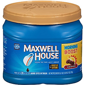 Maxwell House Morning Boost Medium Roast Ground Coffee with a Boost of Caffeine (26.7 oz Canister)