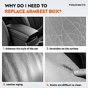 Youxmoto Center Console Lid 2007-2014 Fit for Chevy Silverado 1500 2500 3500/Suburban/Avalanche, Armrest Cover Fit for GMC Sierra 2008 2009 2010 2011 2012 2013, Only fits Full Central Floor Consoles