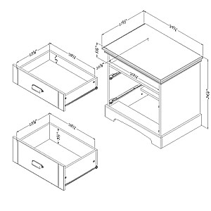 South Shore Avilla 2-Drawer Nightstand, Fall Oak, 17.5 in x 24.5 in x 25 in