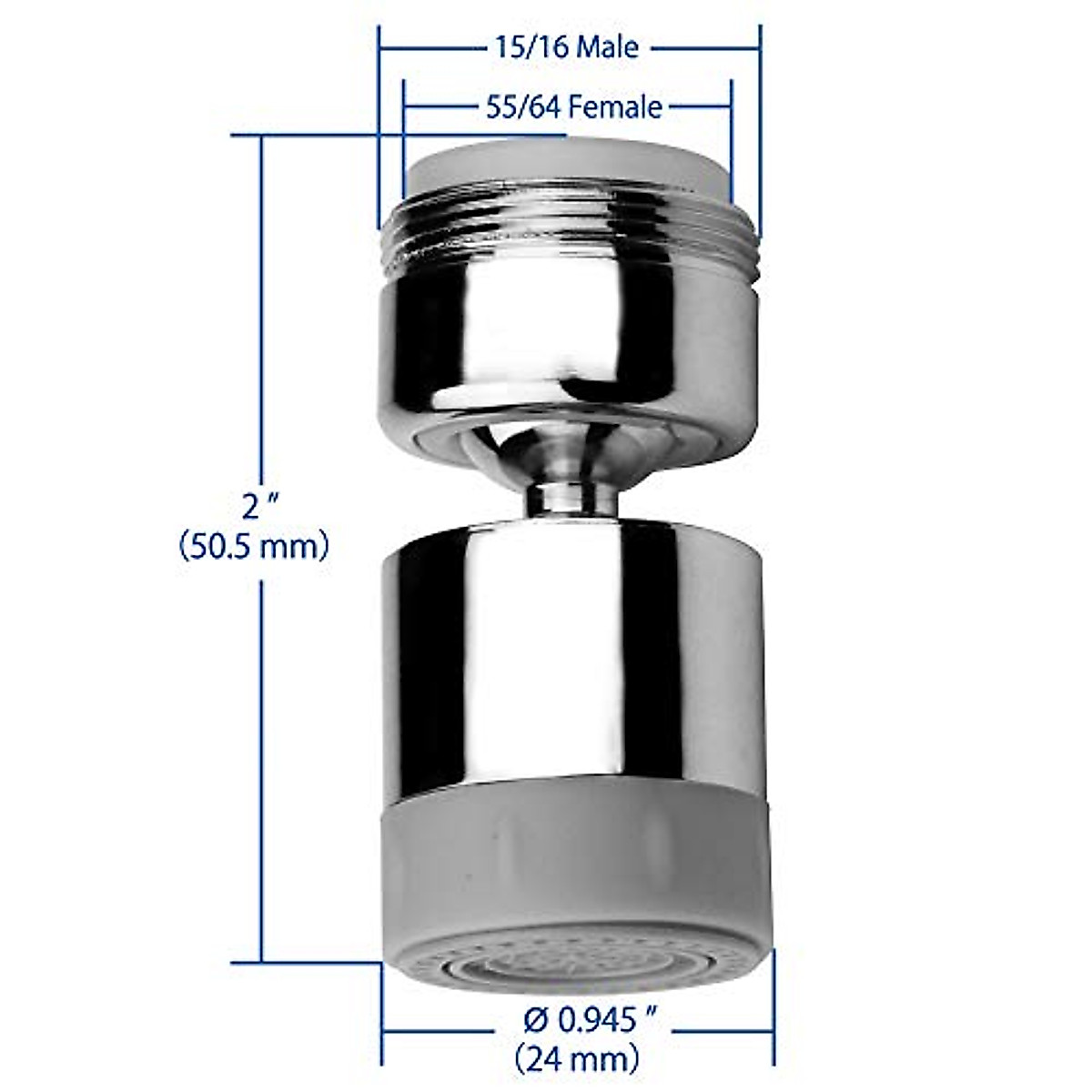 YOO.MEE Dual-function 2-Flow Kitchen Sink Aerator, 360-Degree Swivel Faucet Aerator with Dual Spray, Chrome