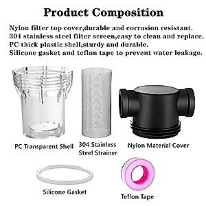 Garden Hose Sediment Filter Attachment Water Filter T Strainer 3/4" with 40Mesh Filter Screen Plastic Inline Hose Filter Twist-On Pipe Strainer for Pressure Washer,RV