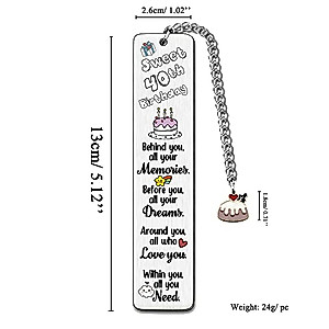 Bookmarks 40th Birthday Gifts Appreciate Dad Mom Best Regards Happy Birthday Present Personalized Book Lover Birth Day Best Wishes Keepsakes for Aunty Uncle Grandpa Grandma Friends Bestie (40th)
