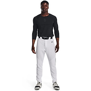 Under Armour Men's Utility Baseball Straight Leg Pant Pipe 22, (100) White/Black/Black, Medium