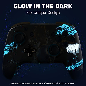 PDP Rematch Enhanced Wireless Nintendo Switch Pro Controller - Rechargeable Battery Powered, Link Hero (Glow in The Dark)